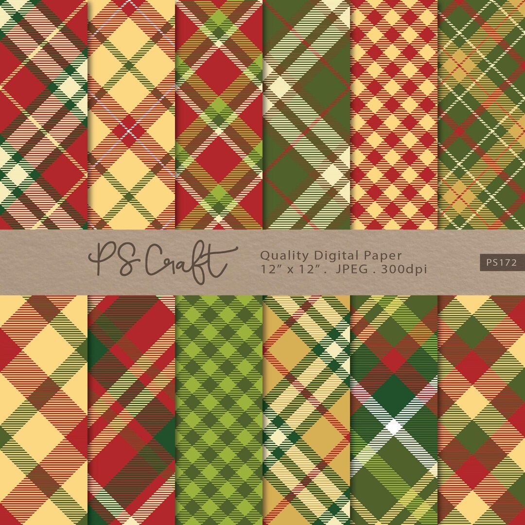 Christmas Plaid Digital Paper, SEAMLESS Plaid Digital Paper, Xmas ...