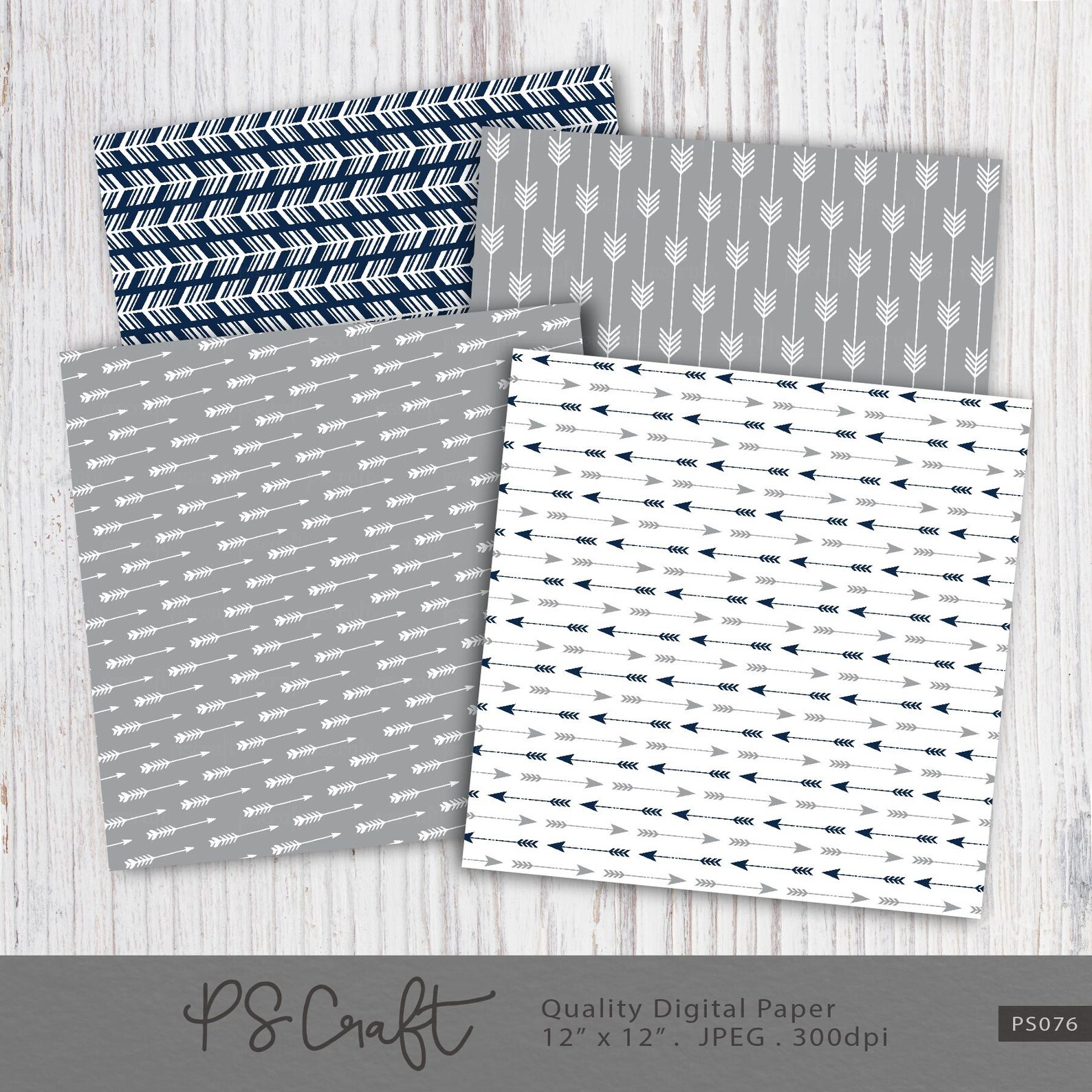Navy & Grey Arrows Digital Papers, SEAMLESS Arrows Papers, Tribal ...