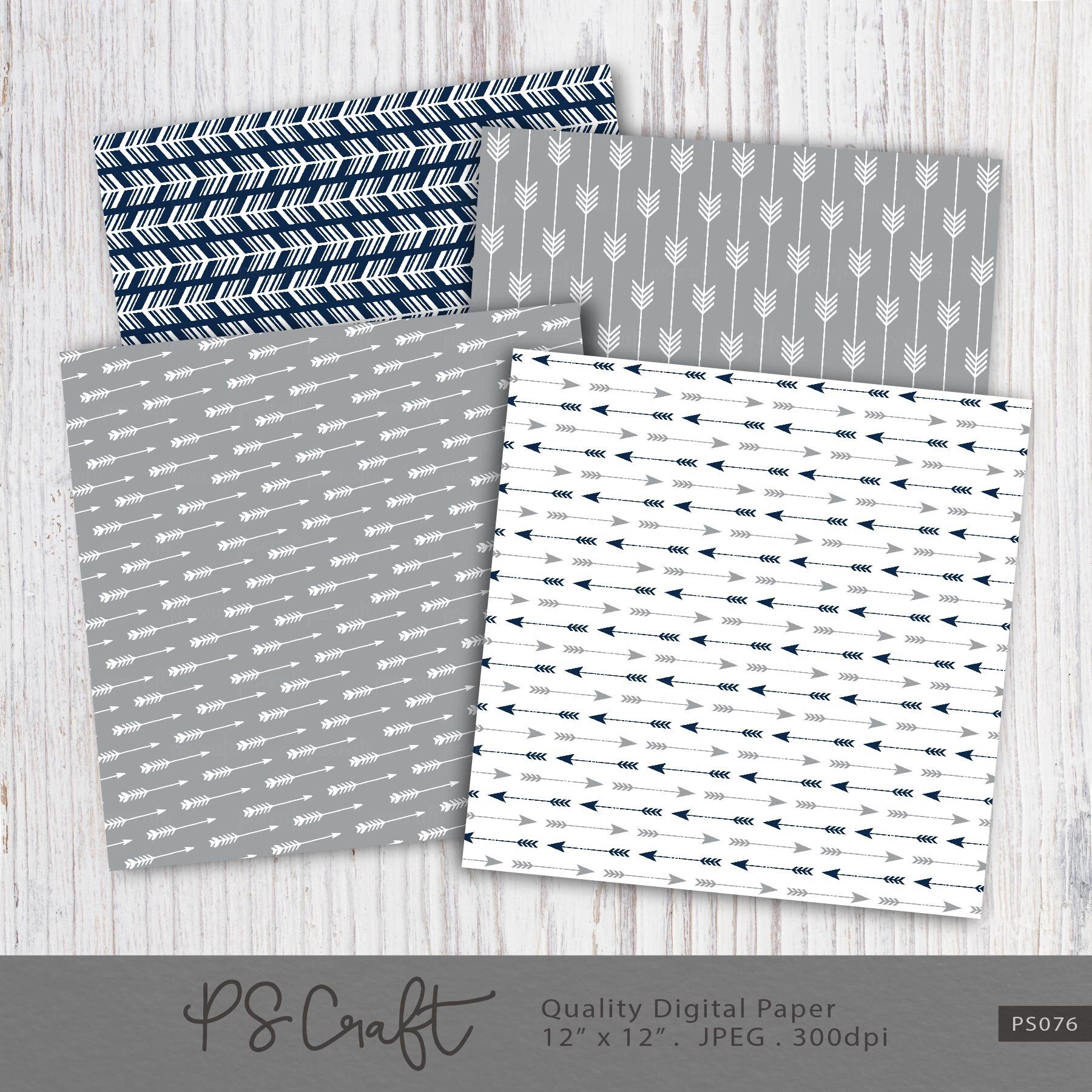 Navy & Grey Arrows Digital Papers, SEAMLESS Arrows Papers, Tribal ...