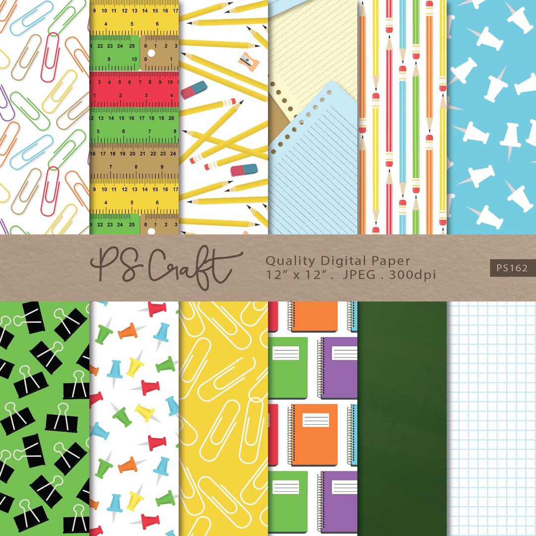 Back to School Digital Papers, SEAMLESS School Background, Teacher ...