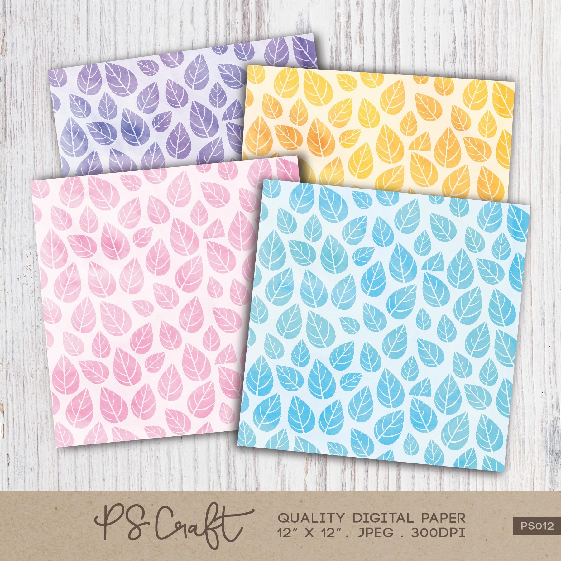 Watercolor Leaves Digital Papers, SEAMLESS Leaf Digital Paper, Leaves ...