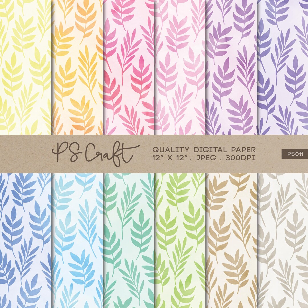 Watercolor Leaves Digital Papers, SEAMLESS Leaf Digital Paper, Leaves ...