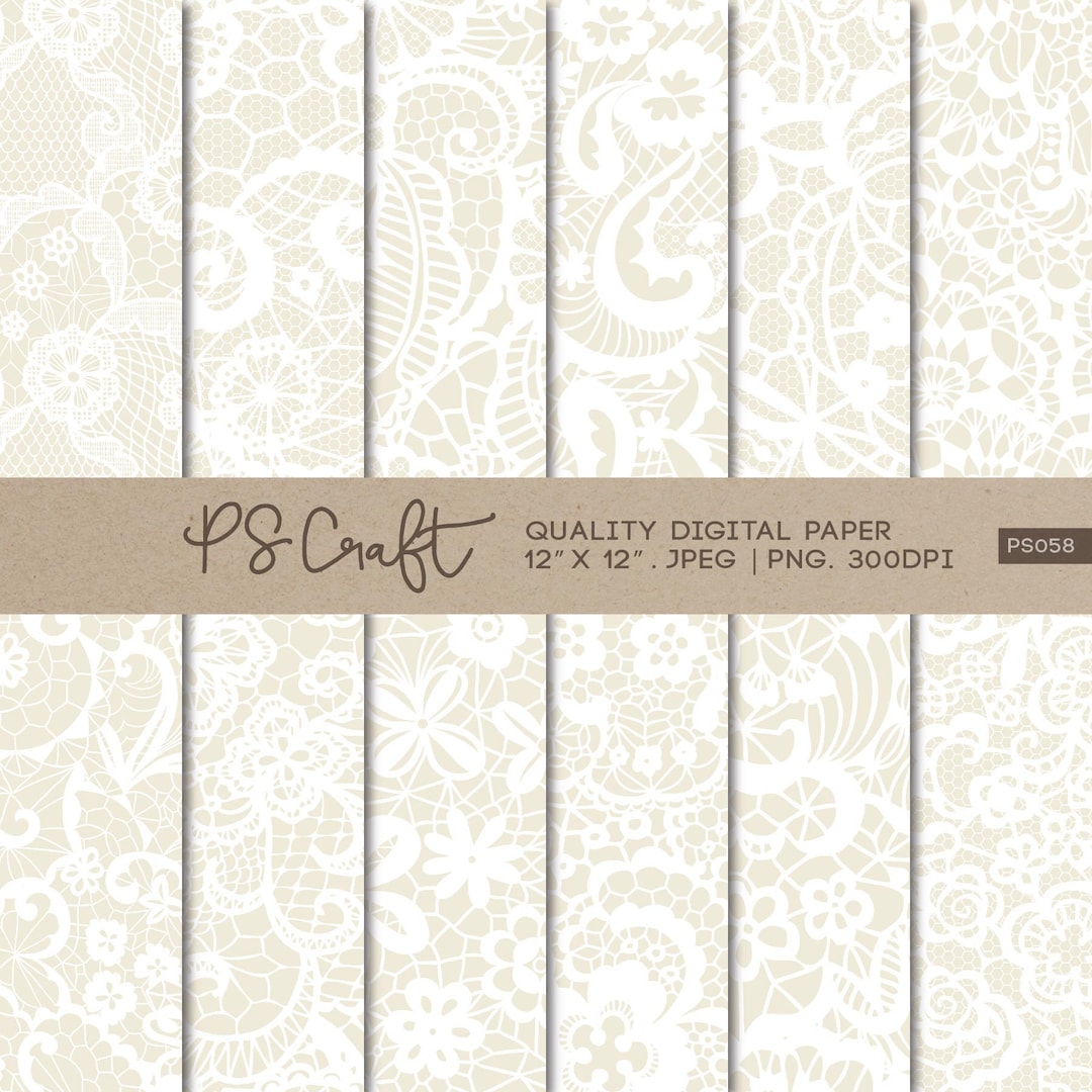 SEAMLESS White Lace Digital Papers, Transparent Lace Overlay, Floral ...