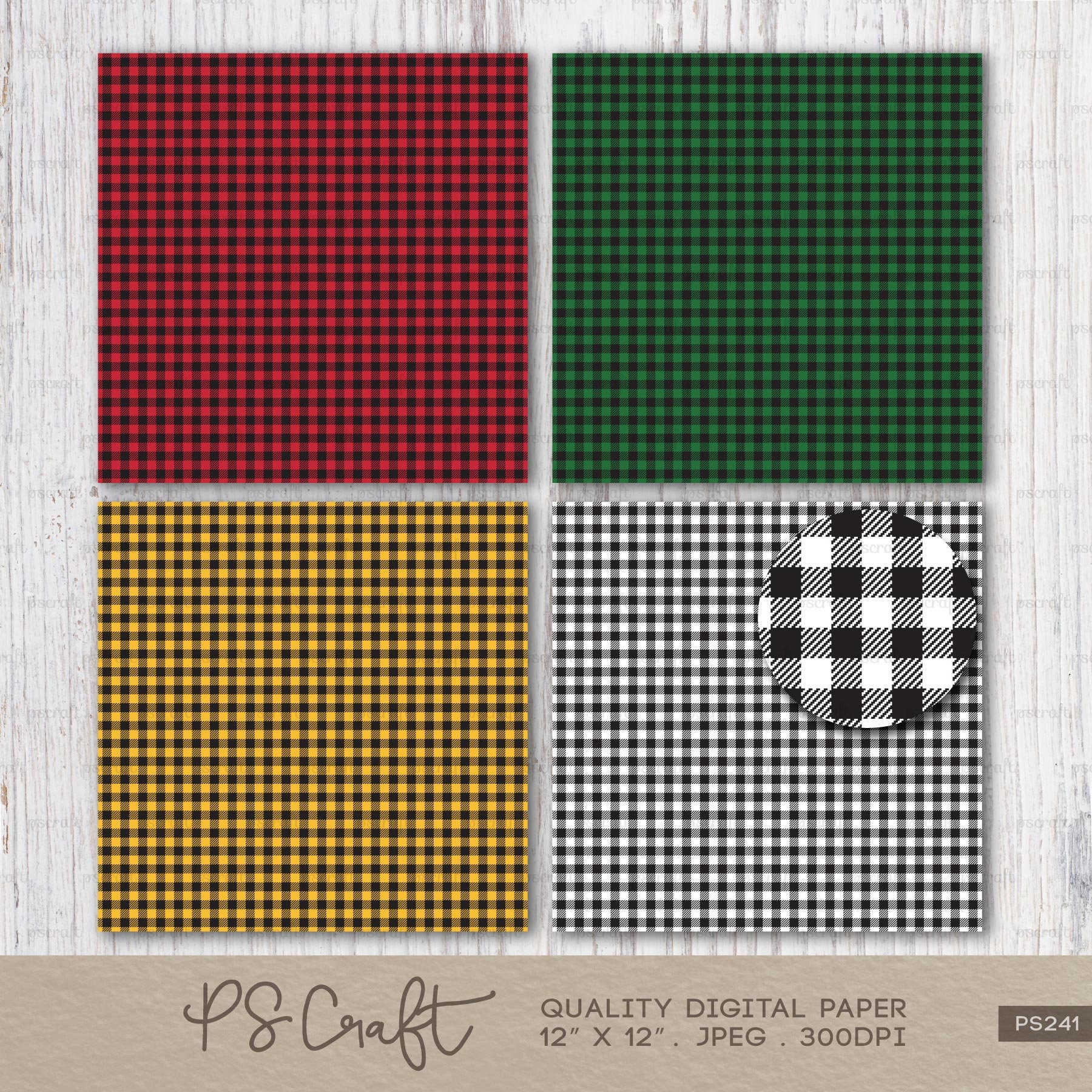 SEAMLESS Buffalo Plaid Digital Paper, Gingham Tartan Plaid Background ...