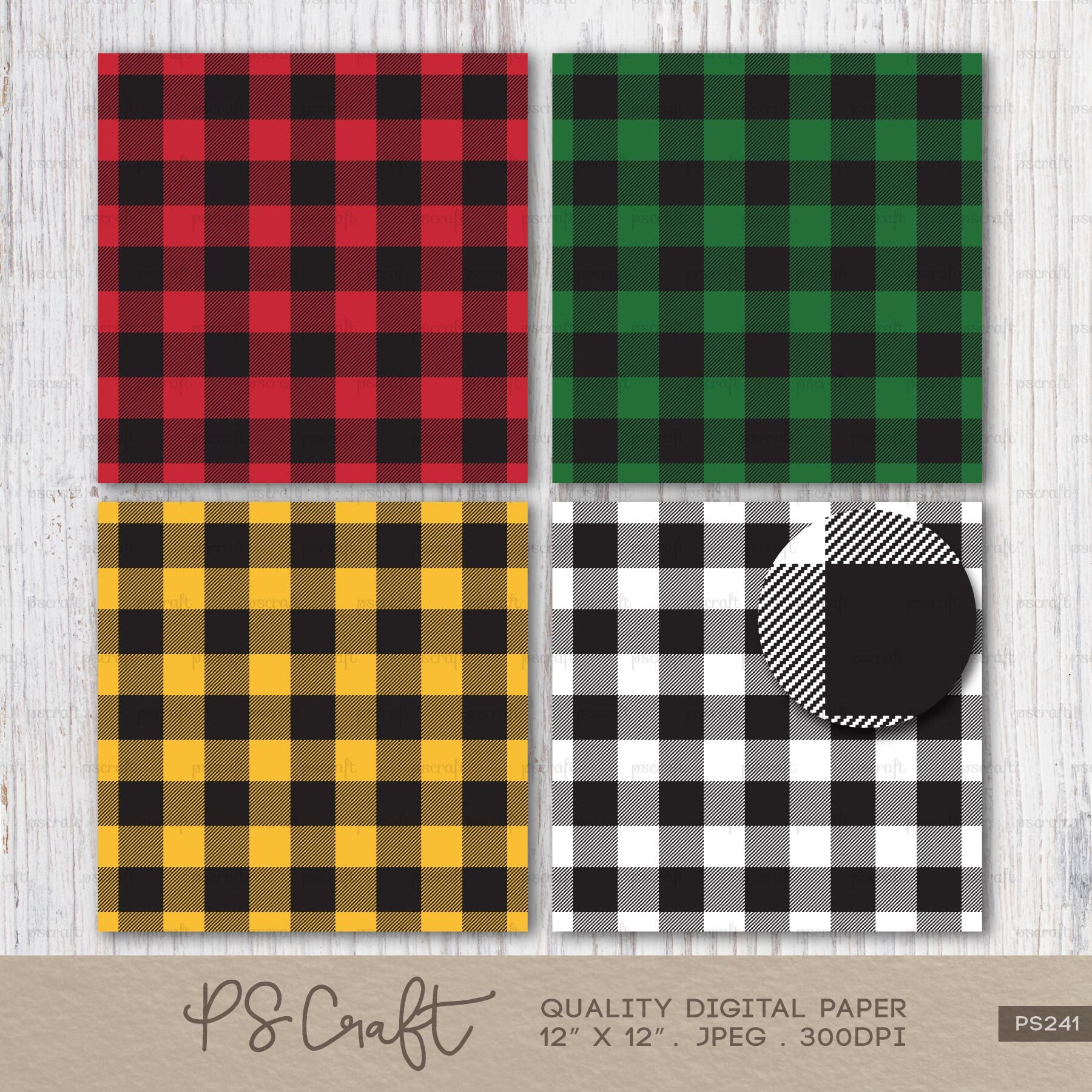 SEAMLESS Buffalo Plaid Digital Paper, Gingham Tartan Plaid Background ...