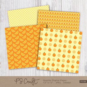 Orange Digital Paper, SEAMLESS Summer Fruit Pattern, Citrus Orange ...