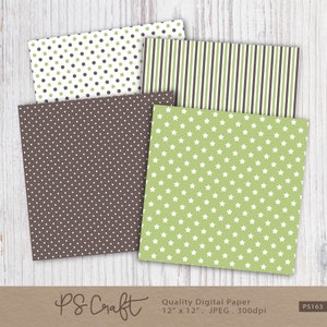 Baby Green Digital Papers, SEAMLESS New Baby Shower Digital Paper, Baby ...
