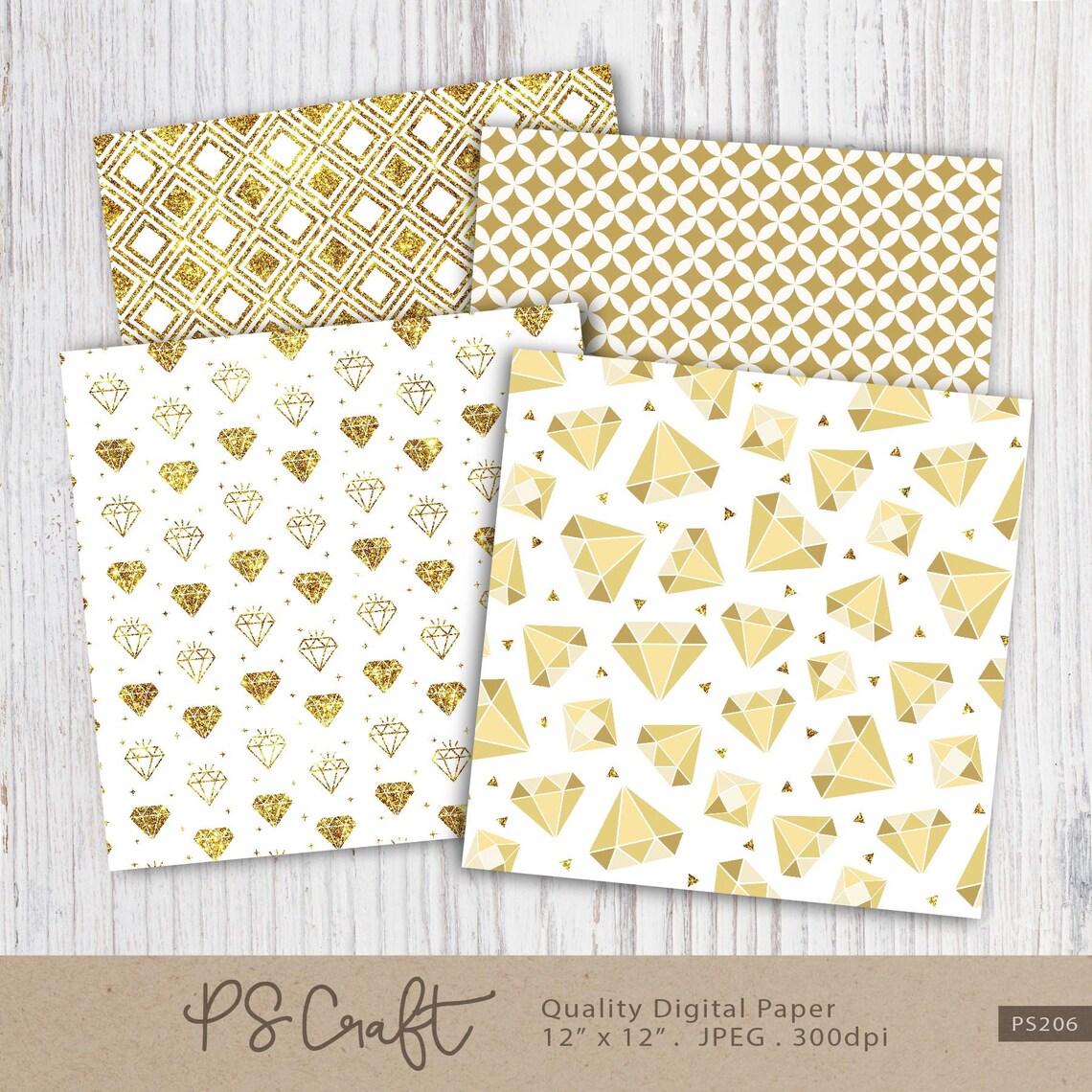 Gold Diamond Digital Paper SEAMLESS Digital Paper Gold - Etsy