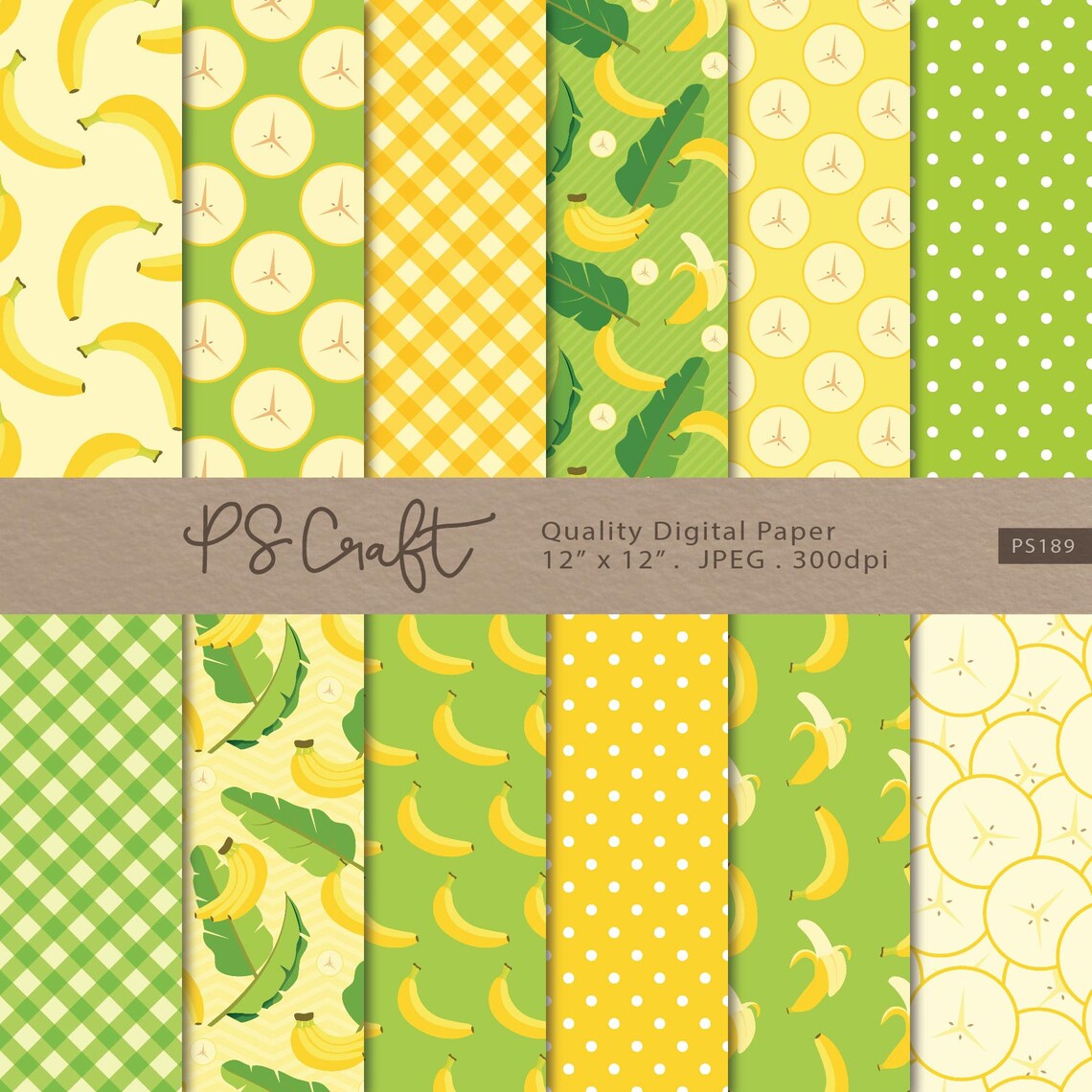 Banana Digital Paper SEAMLESS Summer Fruit Pattern Tropical | Etsy