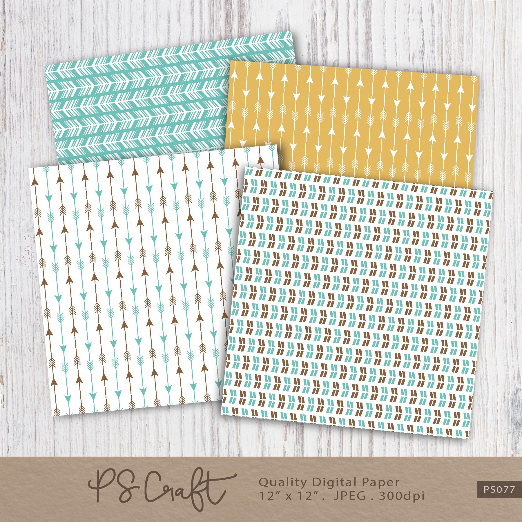Brown & Teal Arrows Digital Papers, SEAMLESS Arrows Papers, Tribal ...