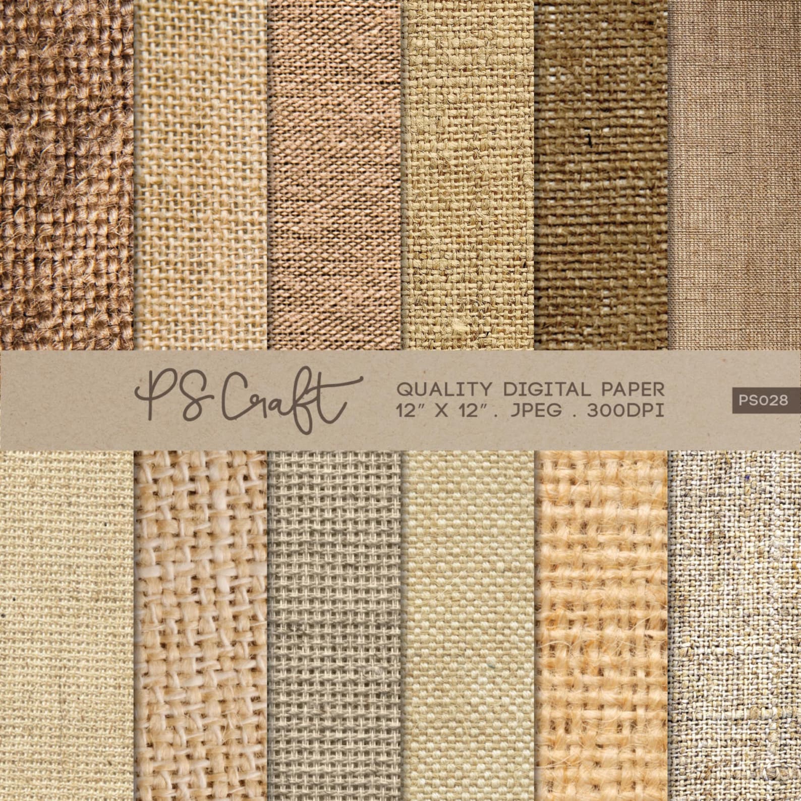Natural Burlap Digital Papers, Fabric Texture Digital Papers, Burlap ...