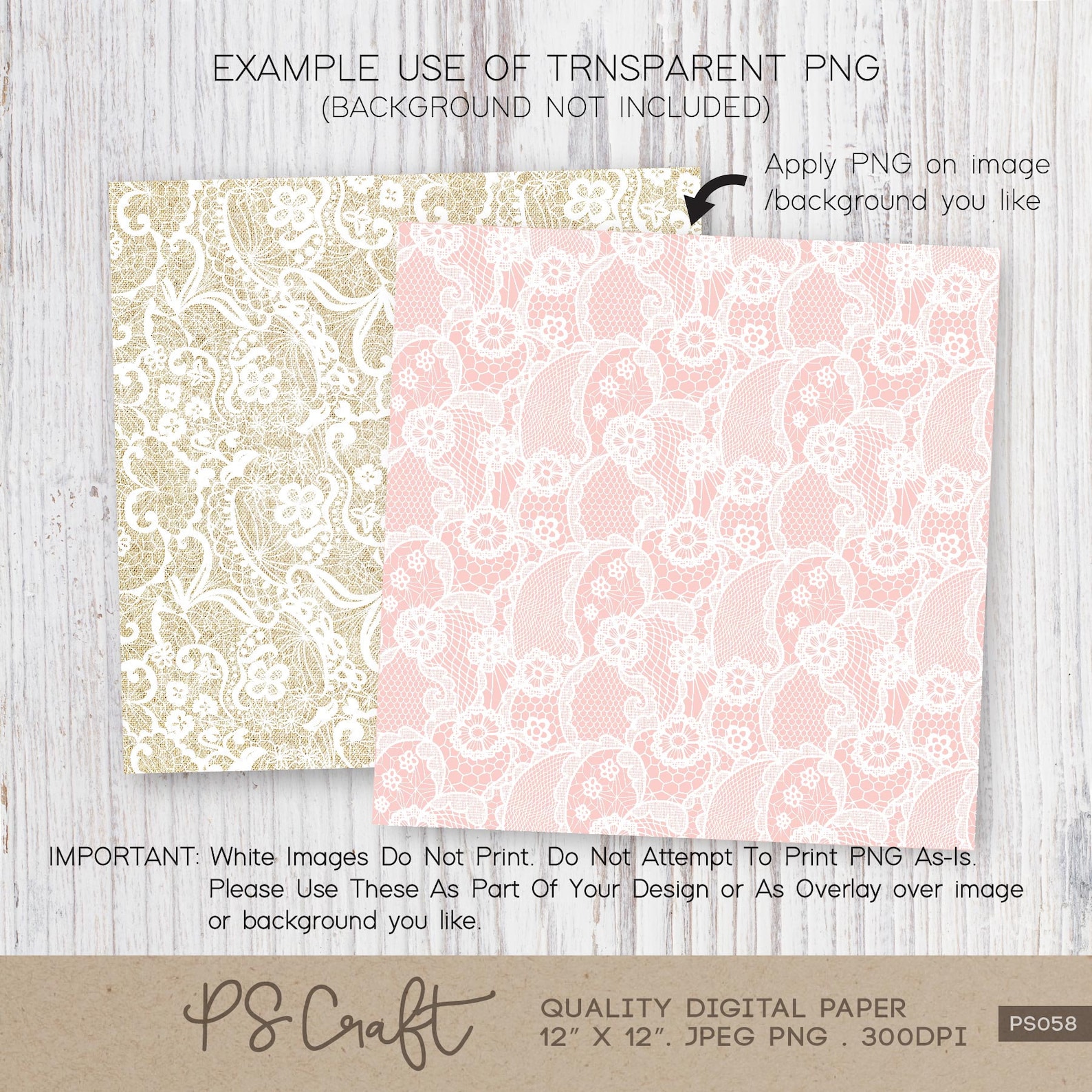 SEAMLESS White Lace Digital Papers, Transparent Lace Overlay, Floral ...