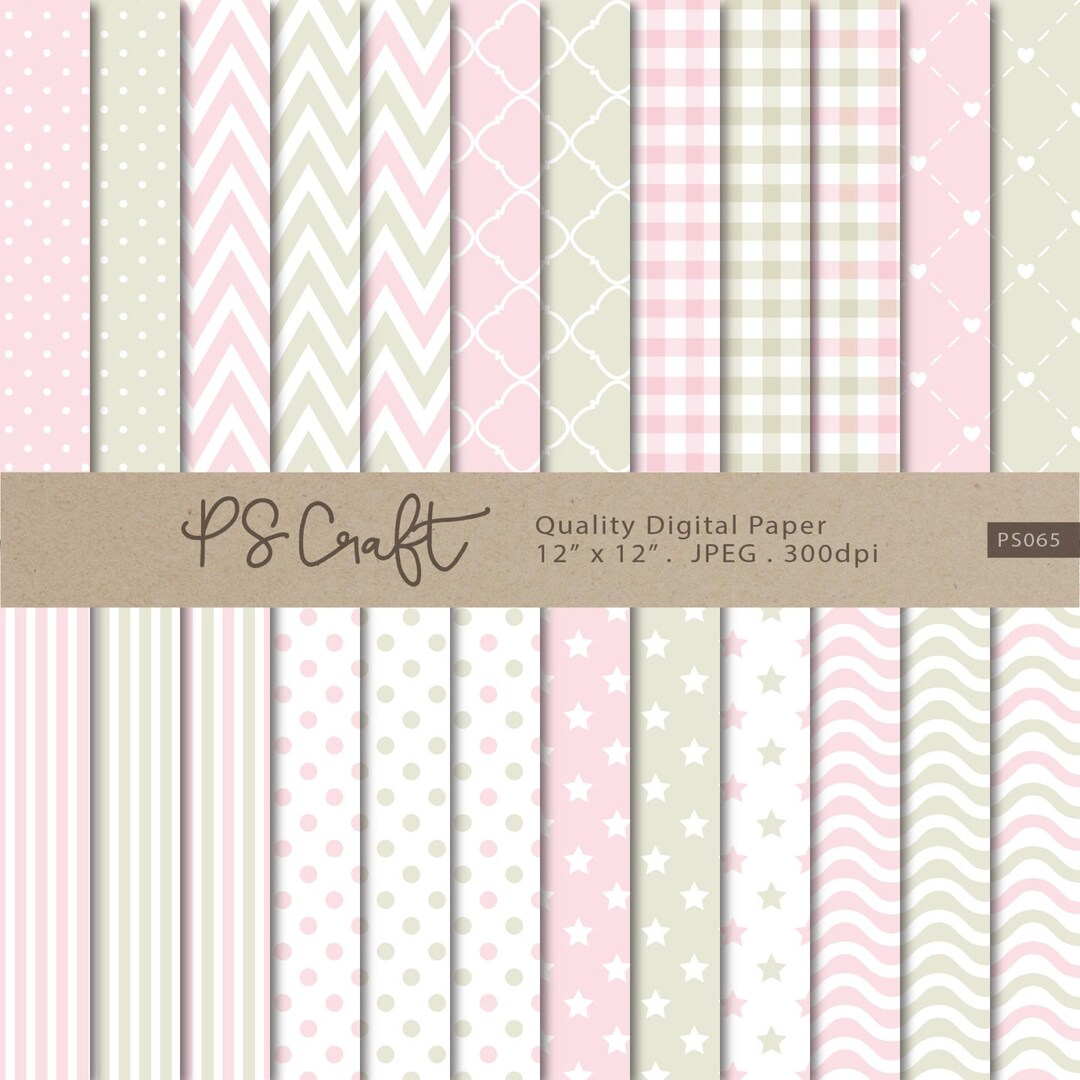 Baby Pink Digital Papers, New Baby Girl Shower Digital Paper, Soft Pink ...
