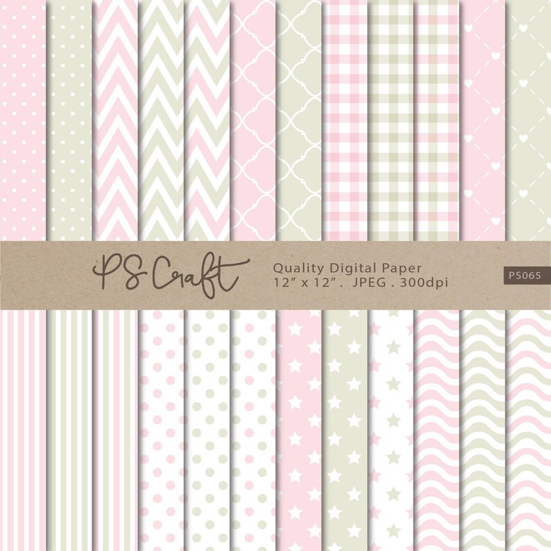 Baby Pink Digital Papers, New Baby Girl Shower Digital Paper, Soft Pink ...