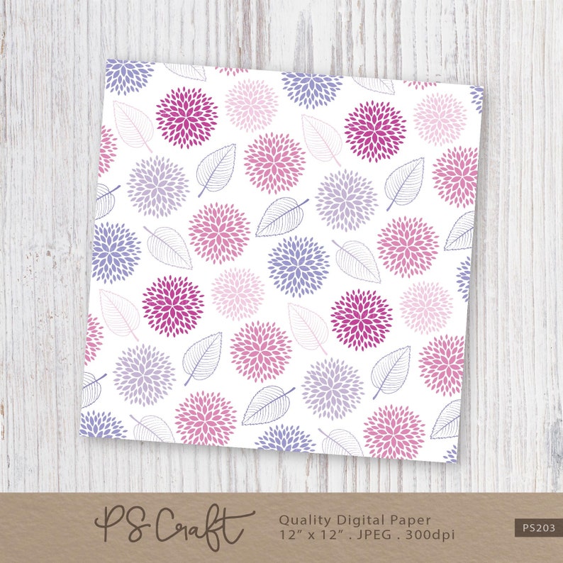 Dahlia Digital Paper Seamless Dahlia Papers Purple Floral | Etsy