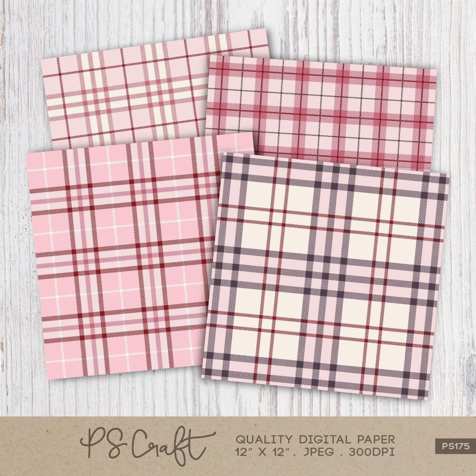 Pink Tartan Plaid Digital Paper, Seamless Scrapbook Paper (instant ...