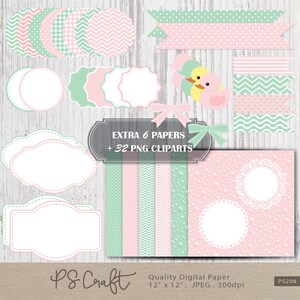 Rubber Duck Digital Paper, SEAMLESS Pink and Mint Digital Papers With ...