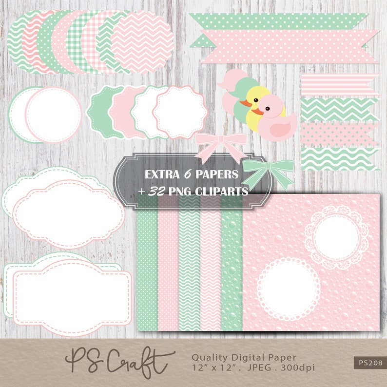 Rubber Duck Digital Paper SEAMLESS Pink and Mint Digital - Etsy