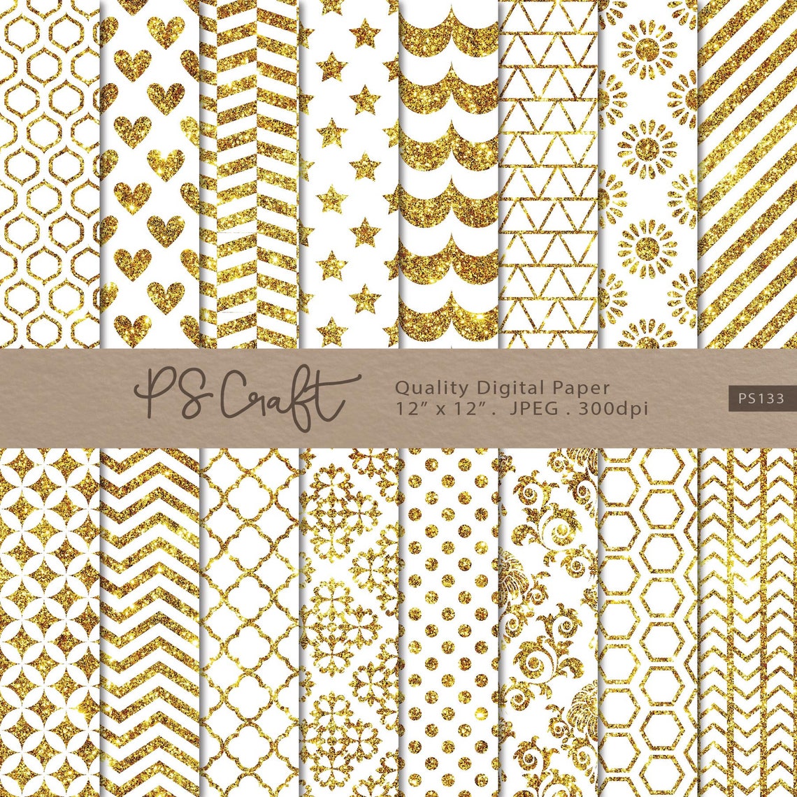 Gold Glitter Digital Papers Seamless Gold Glitter Background - Etsy