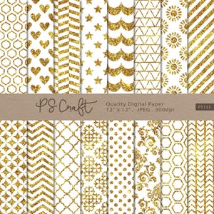 Gold Glitter Digital Papers, Seamless Gold Glitter Background, Golden ...