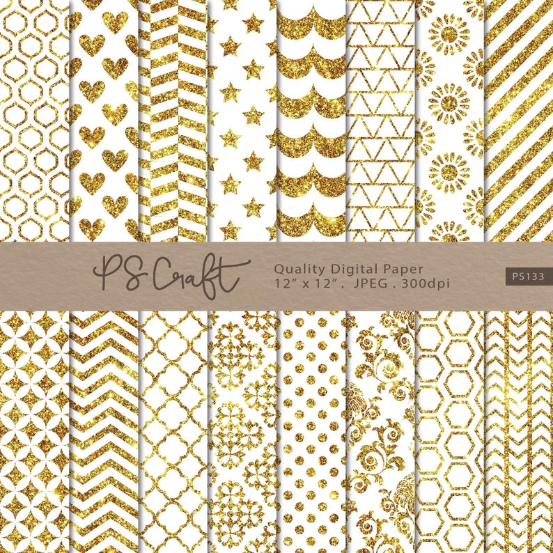 Gold Glitter Digital Papers Seamless Gold Glitter Background - Etsy