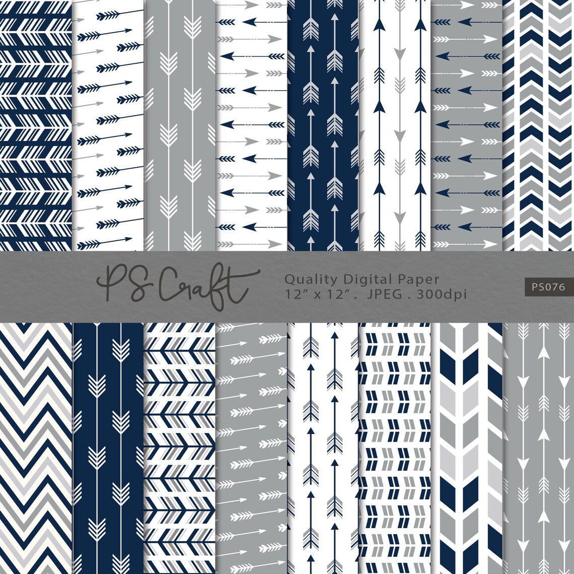Navy & Grey Arrows Digital Papers SEAMLESS Arrows Papers - Etsy