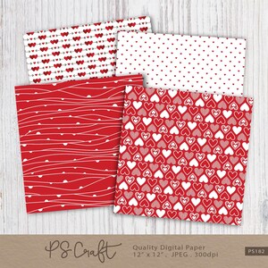 Valentine's Digital Paper, SEAMLESS Valentine's Papers, Red Digital ...