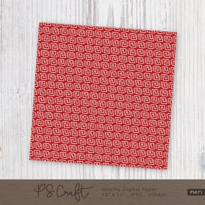 Chinese Red Pattern Digital Paper, Asian Red Digital Paper, Red Paper ...