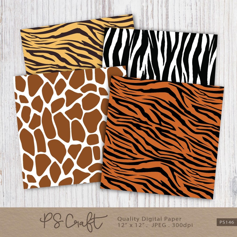 Animal Print Digital Paper, Seamless Safari Background, Zebra, Leopard ...