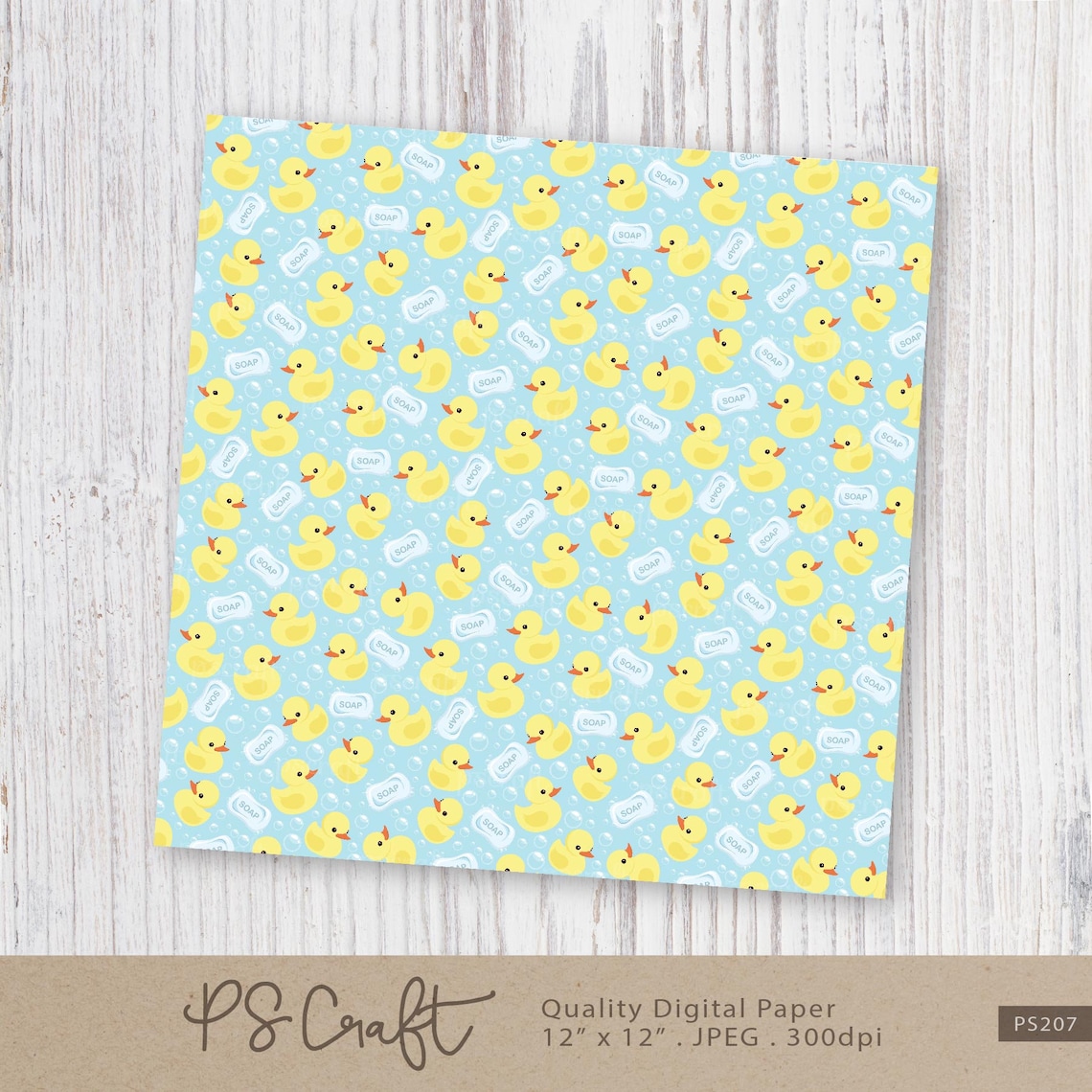Rubber Duck Digital Paper, SEAMLESS Yellow and Blue Digital Papers With ...