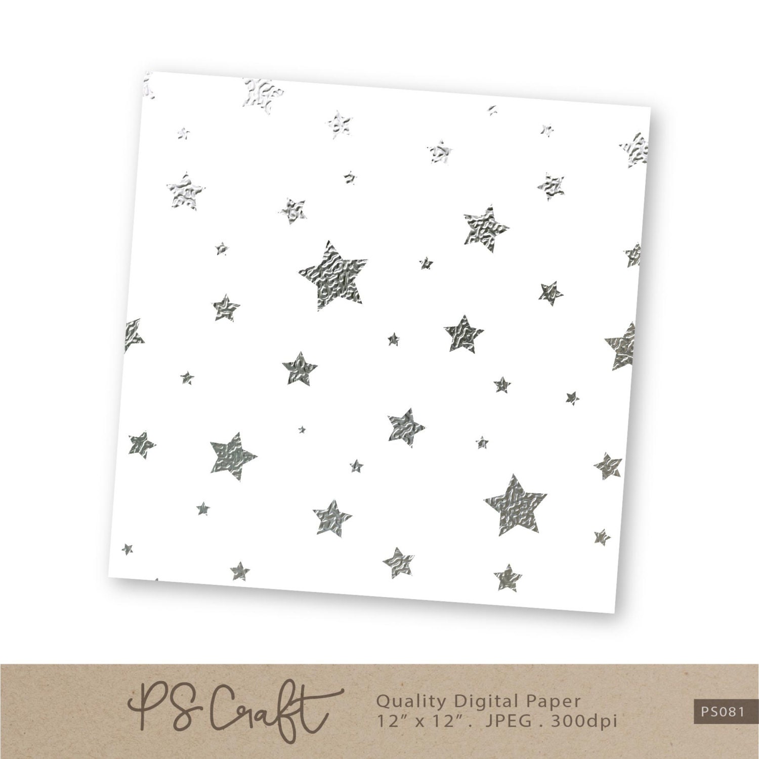 White and Silver Foil Digital Papers, Silver Background, Silver Star ...