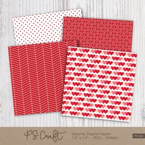 Valentine's Digital Paper, SEAMLESS Valentine's Papers, Red Digital ...