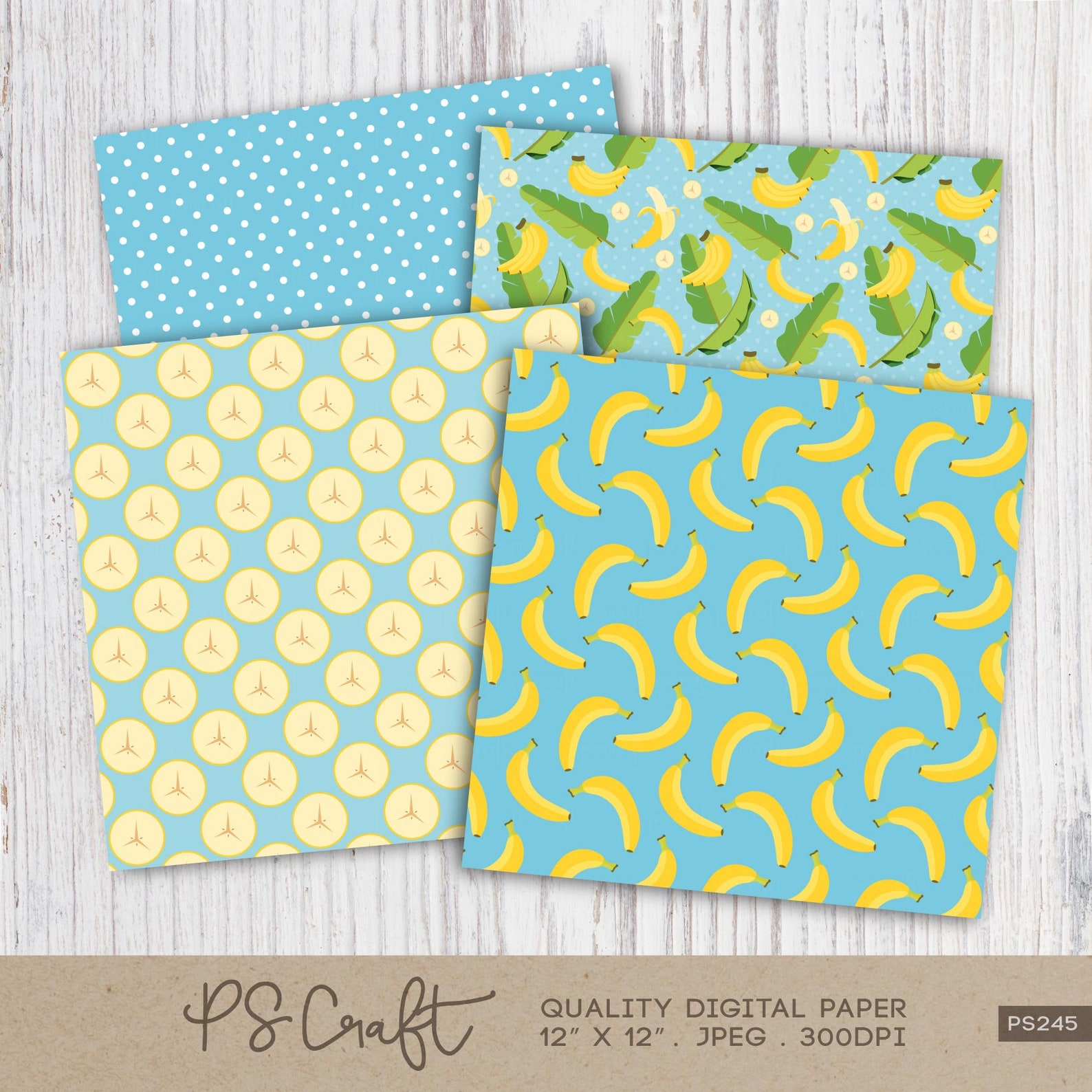 Banana Digital Paper SEAMLESS Banana Pattern Tropical Banana - Etsy UK