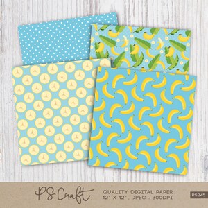 Banana Digital Paper, SEAMLESS Banana Pattern, Tropical Banana ...