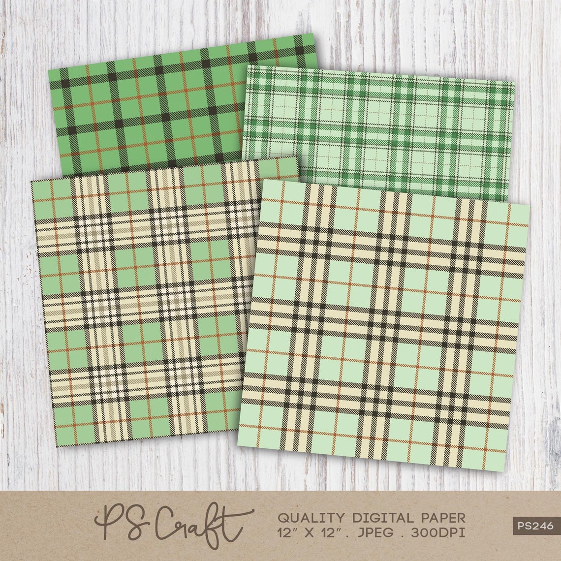 Green Tartan Digital Paper SEAMLESS Plaid Digital Paper | Etsy