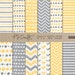 Yellow and Grey Digital Papers, Stripes Background, Zigzag Patterns ...