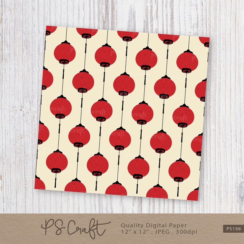 Chinese New Year Digital Paper, Red Gold Lanterns (digital Download) - Etsy