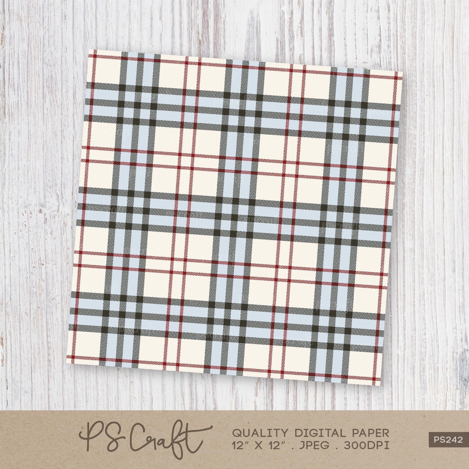 Blue Tartan Digital Paper, SEAMLESS Plaid Digital Paper, Classic Tartan ...