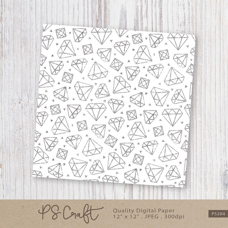 Silver Diamond Digital Paper, SEAMLESS Digital Paper, Silver Background ...