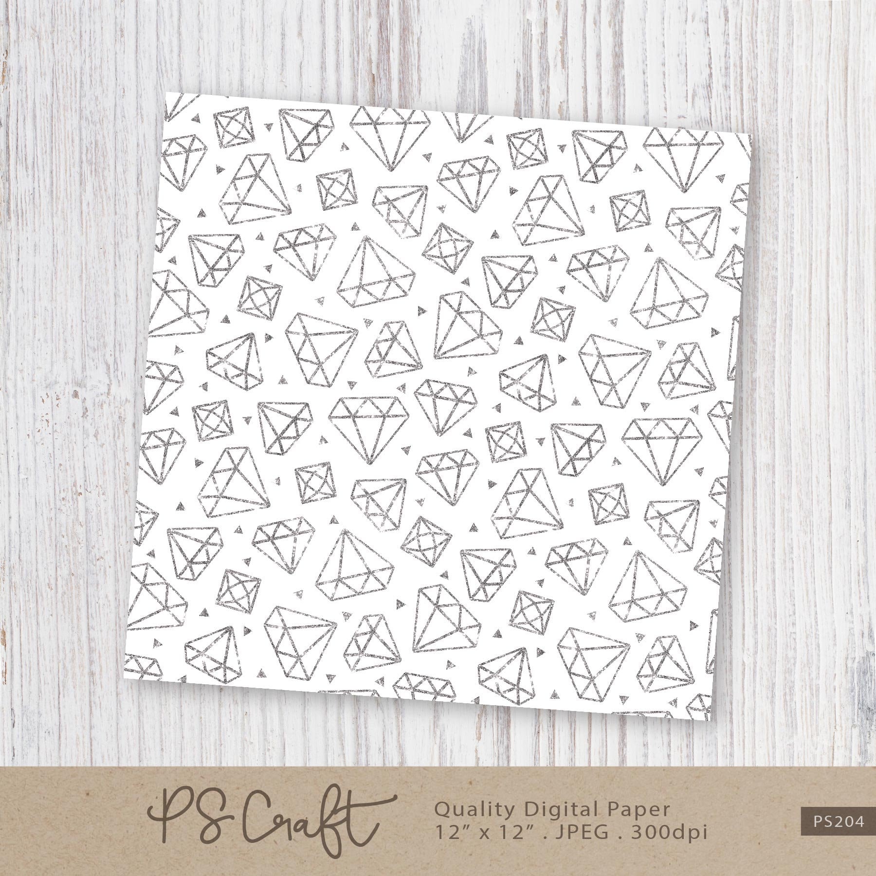 Silver Diamond Digital Paper, SEAMLESS Digital Paper, Silver Background ...