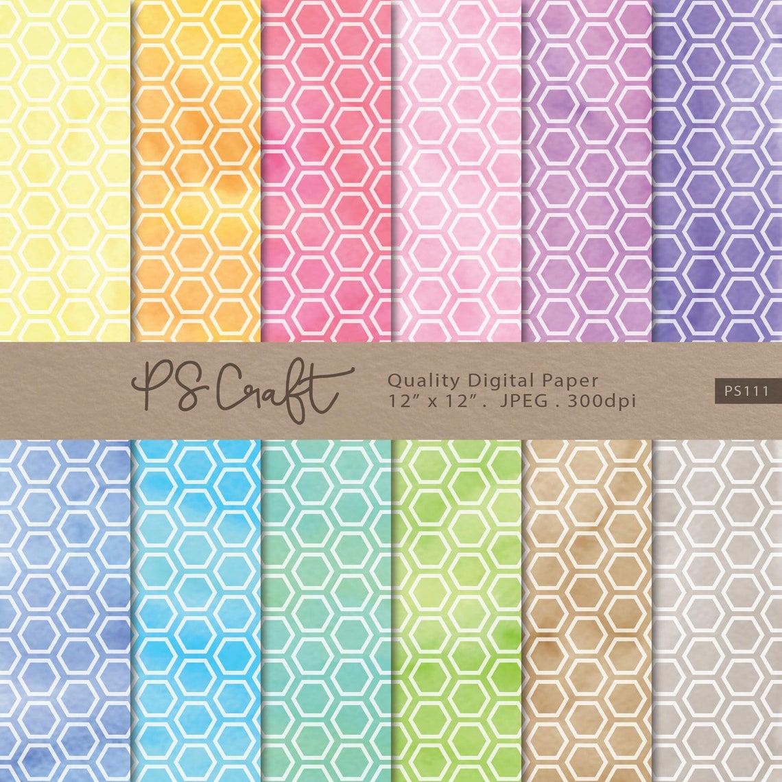 Beehive Watercolor Digital Papers, Watercolor Honeycomb Wallpaper ...