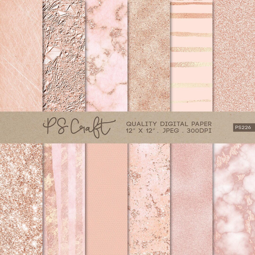Rose Gold Digital Paper, Marble, Glitter Textures (digital Download) - Etsy