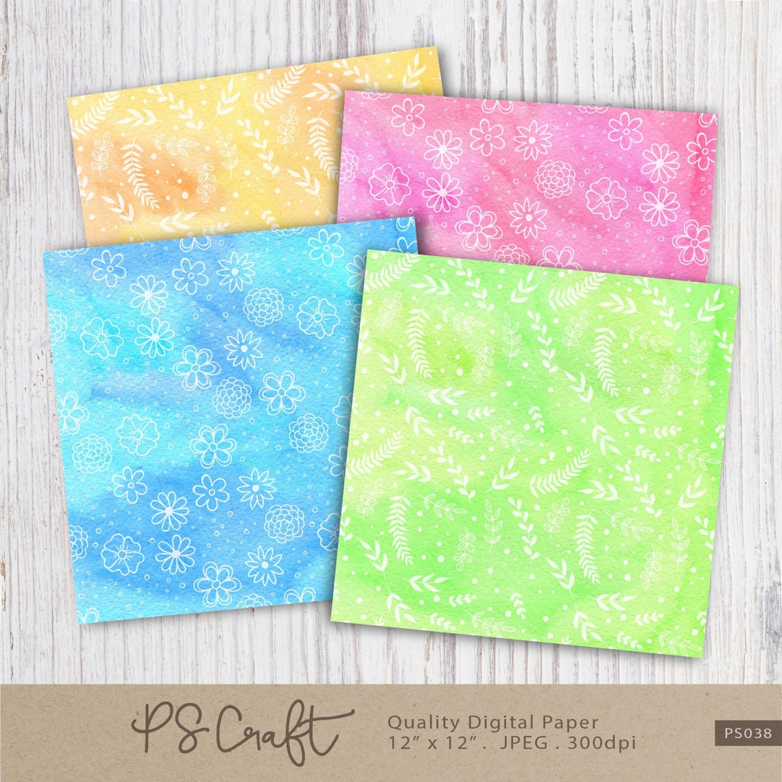 Watercolor Floral Digital Paper Flower Paper Flower Papers - Etsy
