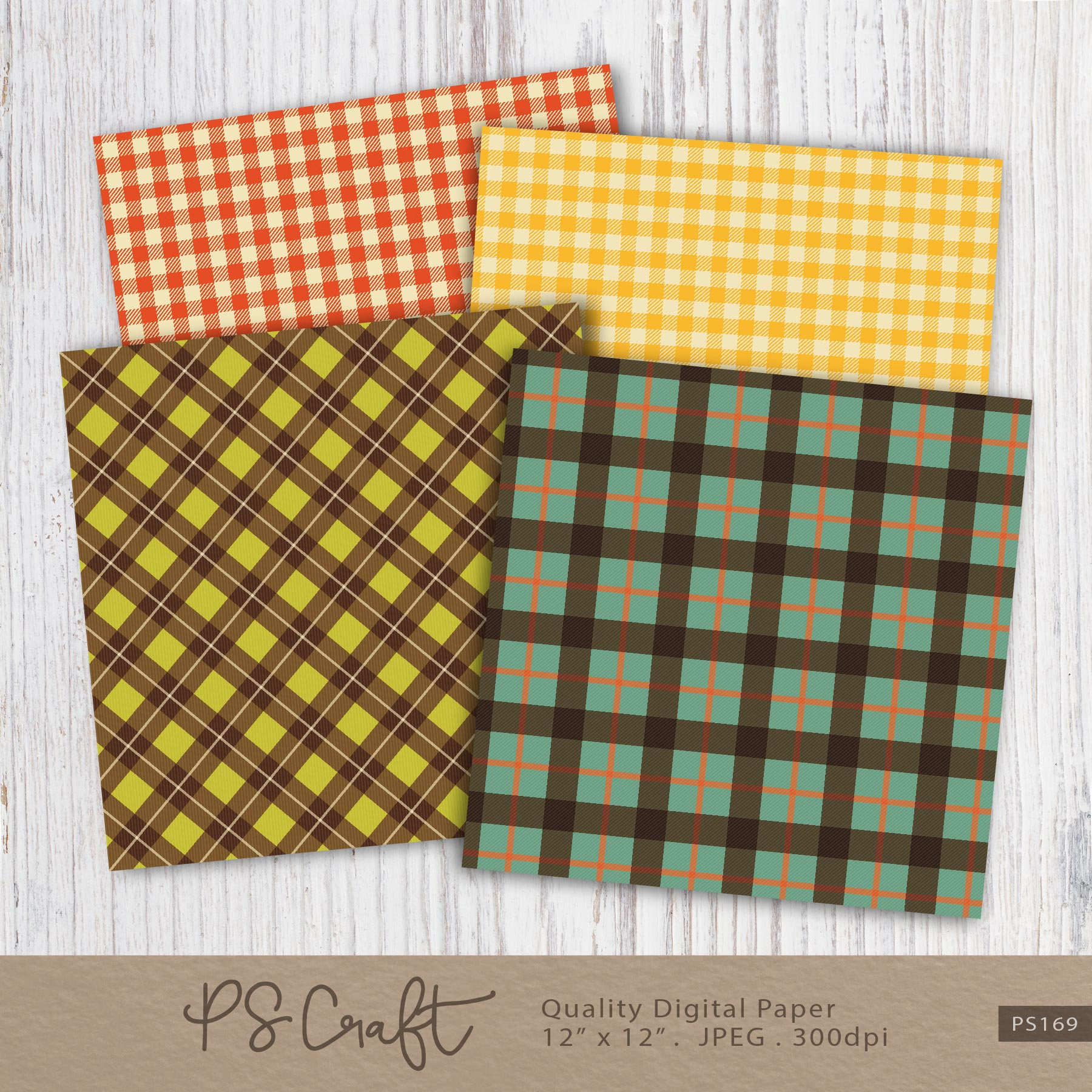 Autumn Plaid Digital Paper SEAMLESS Fall Plaid Background - Etsy