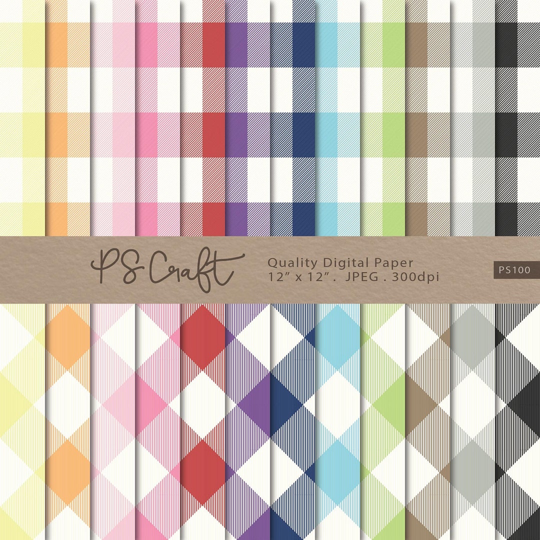 Gingham Digital Papers, SEAMLESS Gingham Background, Plaid Scrapbook ...
