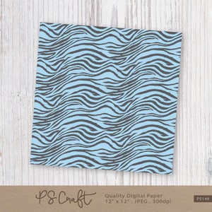 Blue Animal Print Digital Paper, Seamless Blue Safari Background, Zebra ...