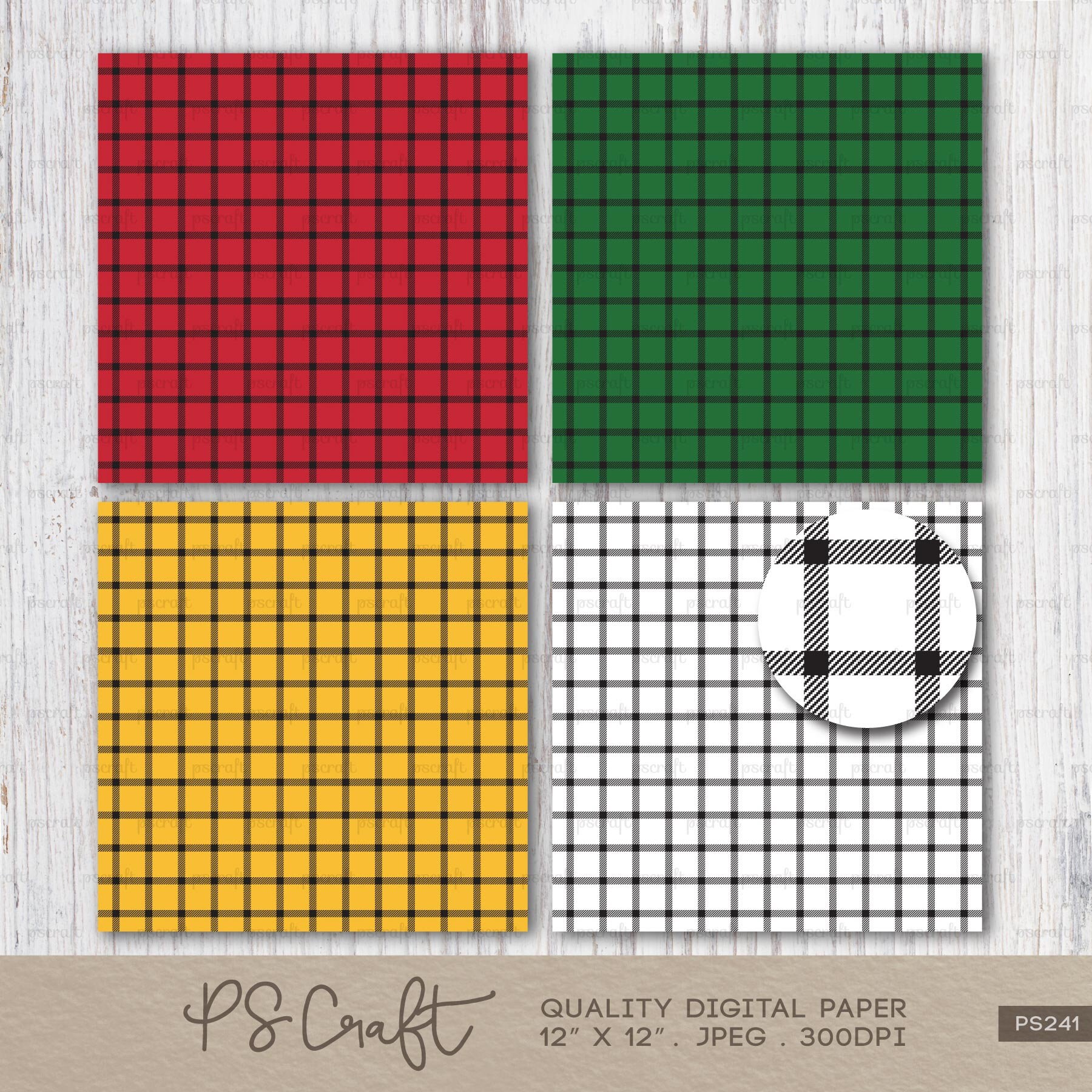 SEAMLESS Buffalo Plaid Digital Paper, Gingham Tartan Plaid Background ...