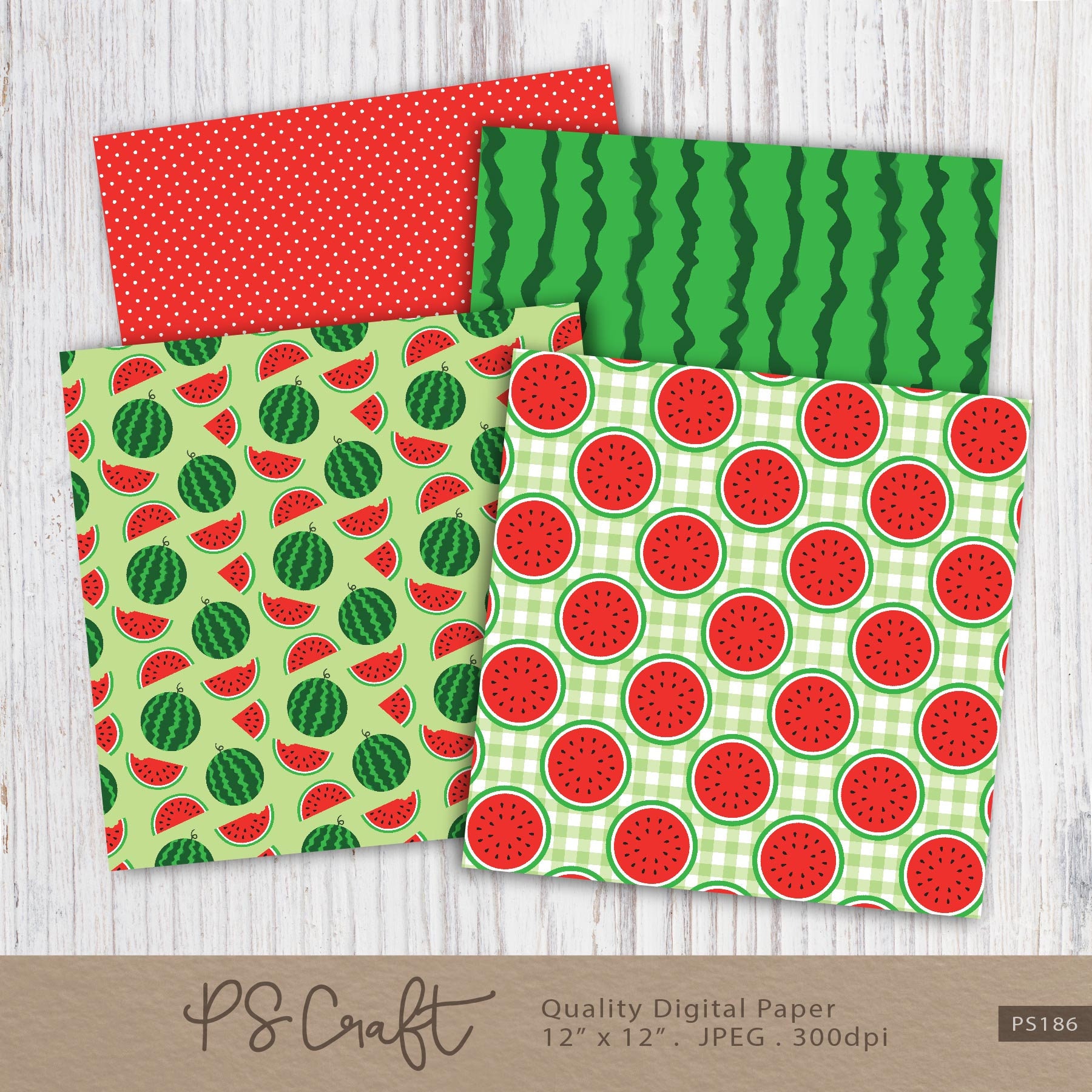 Watermelon Digital Paper, SEAMLESS Summer Fruit Pattern, Watermelon ...