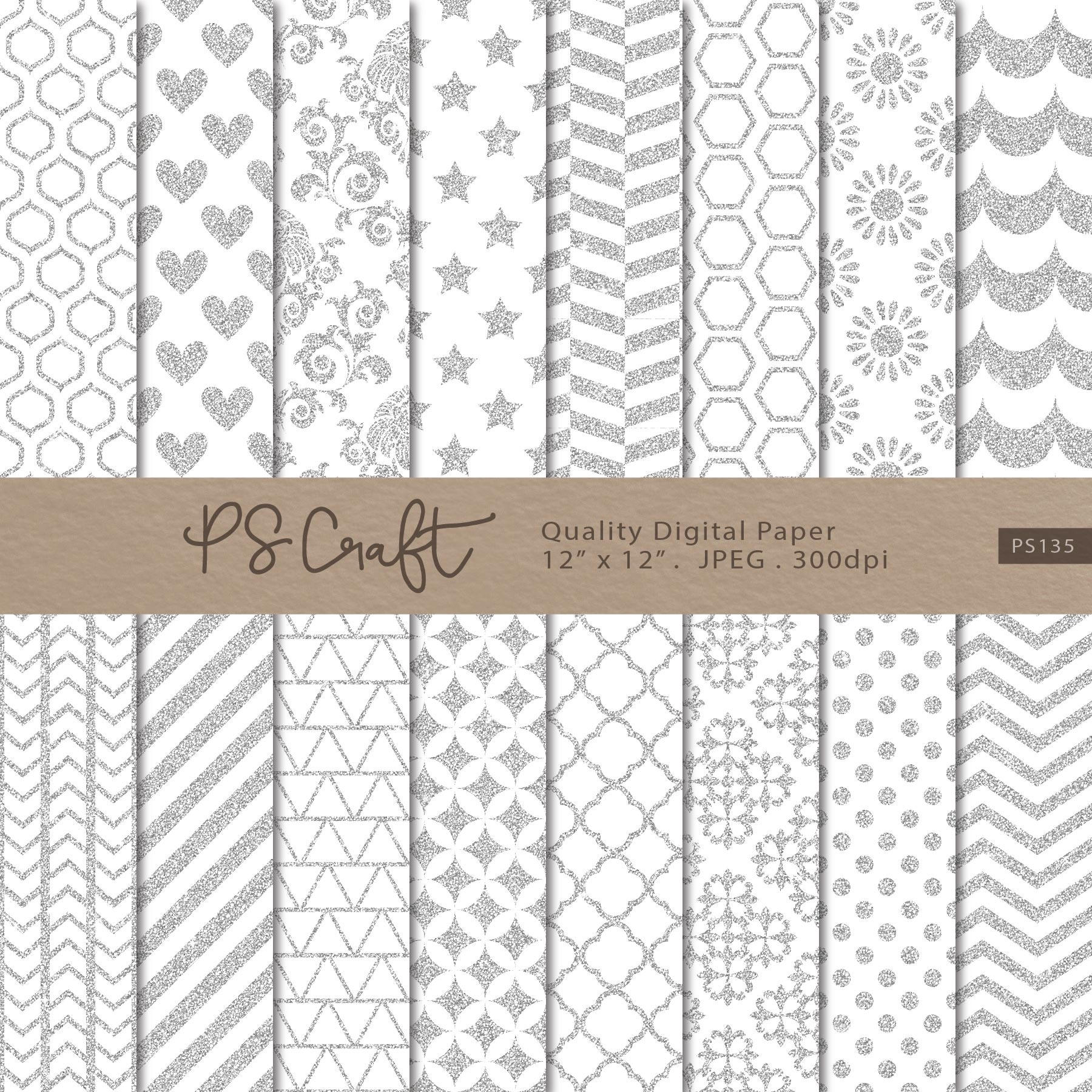 Silver Glitter Digital Papers Seamless Silver Glitter - Etsy