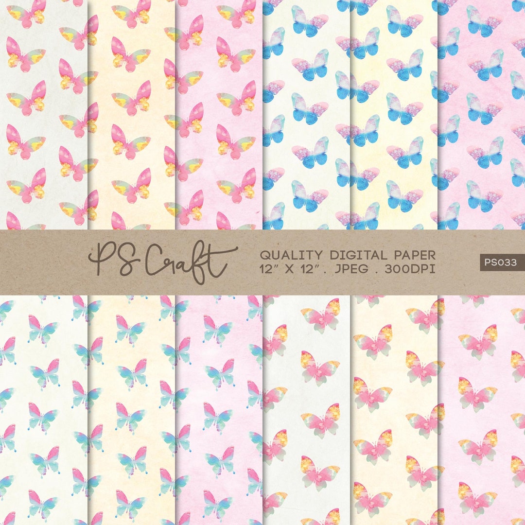 Watercolor Butterfly Digital Papers, SEAMLESS Butterflies Digital Paper ...